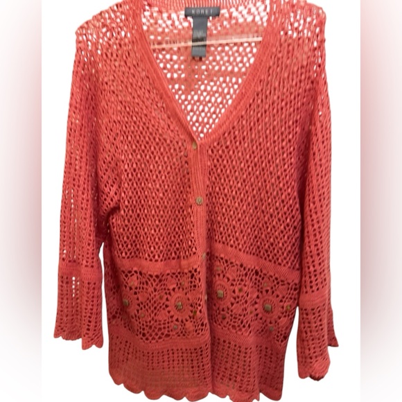 Koret | Sweaters | Koret Vintage Womens Bohemian Apricot Crochet ...